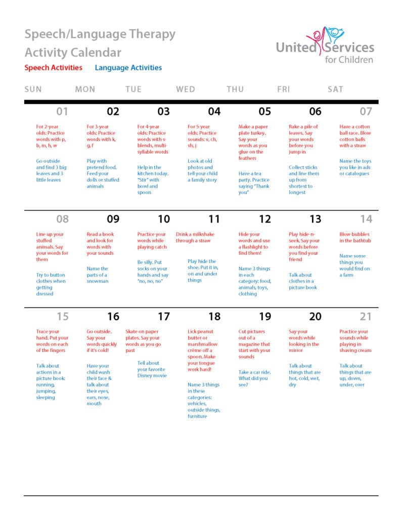 Speech/Lang at Home – United Services for Children